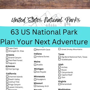 Printable US National Parks Checklist, Digital National Parks Checklist ...