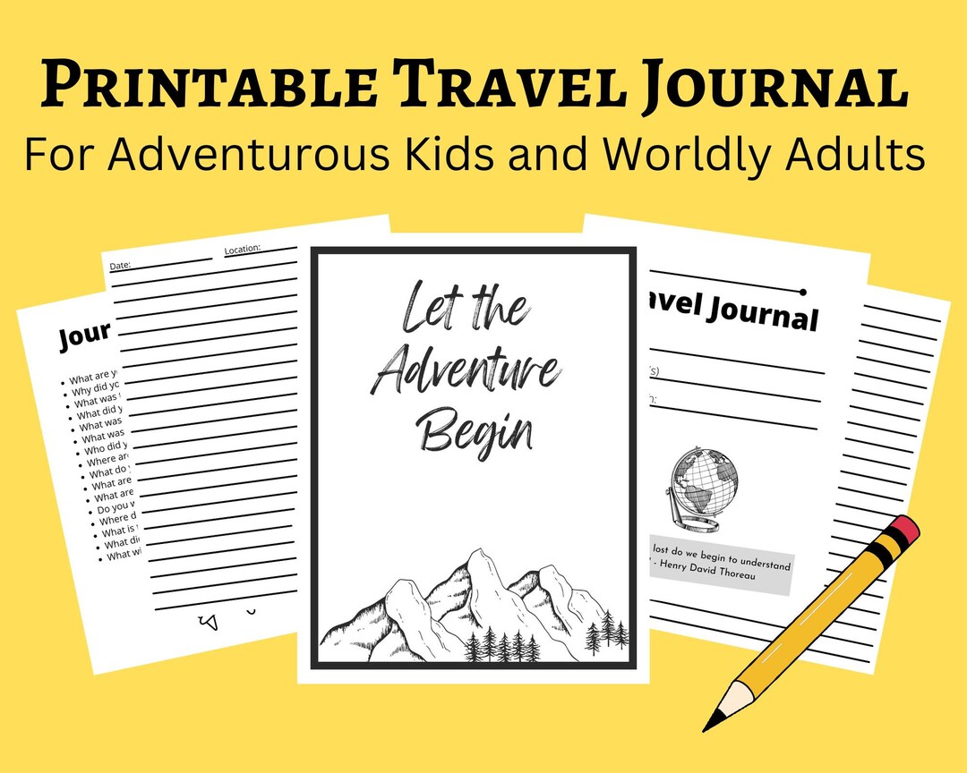 Printable Travel Journal for Kids and Adults: Adventure Awaits ...