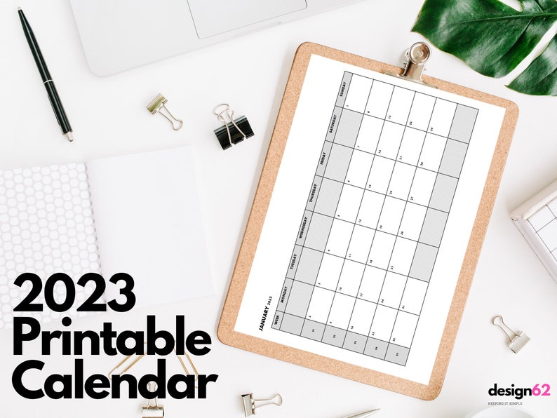 2023 Printable Calendar With Week Numbers PDF Instant Digital Download ...