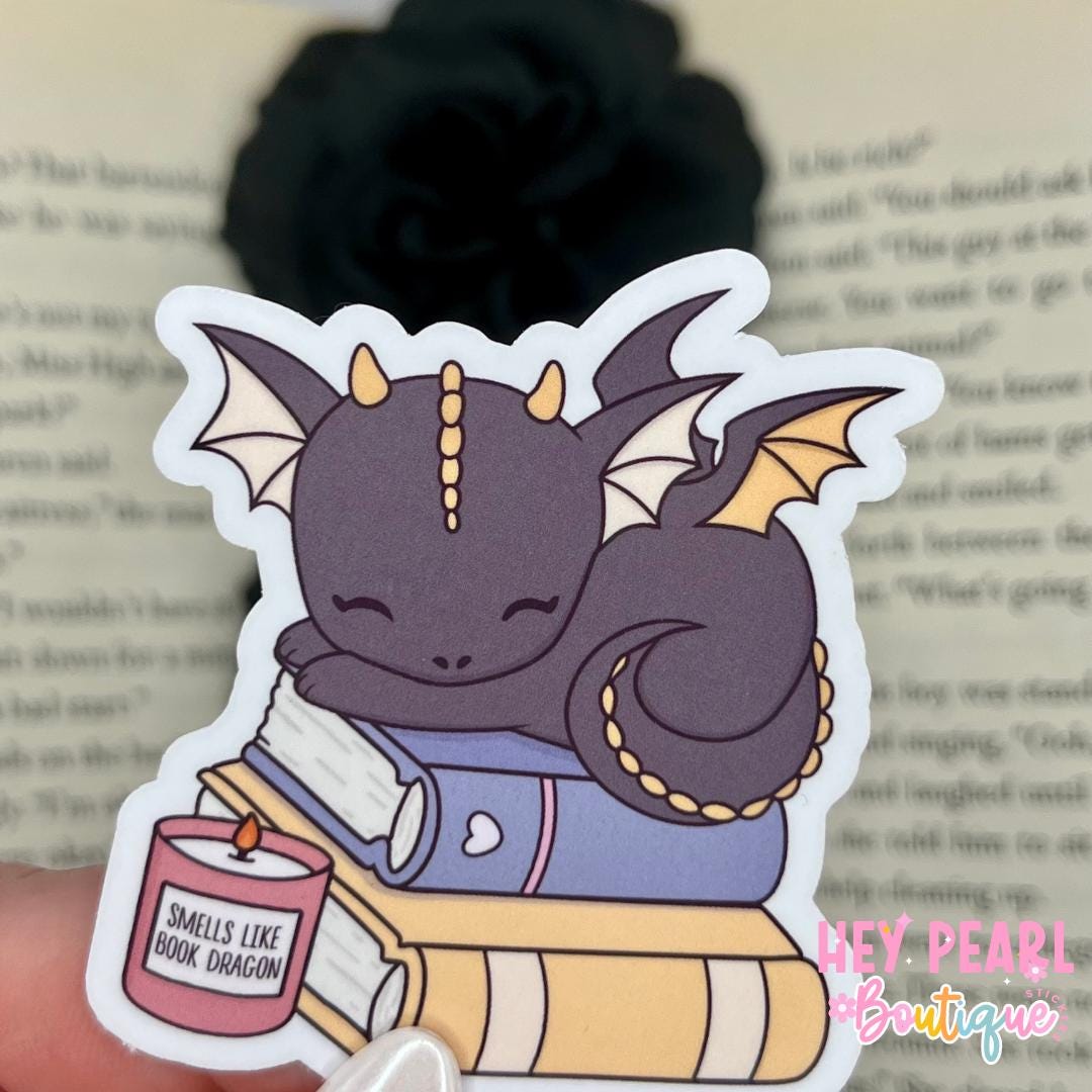 Sleeping Book Dragon Sticker: Fantasy Kindle Vinyl Decal - Etsy