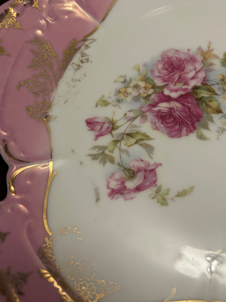 Handled Came Plate Three Crowns China Germany Pink Gold - Etsy