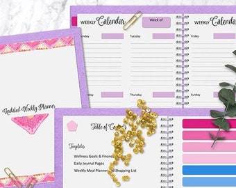Cute Pink and Purple 2021 Calendar, Digital Print, Digital Calendar ...