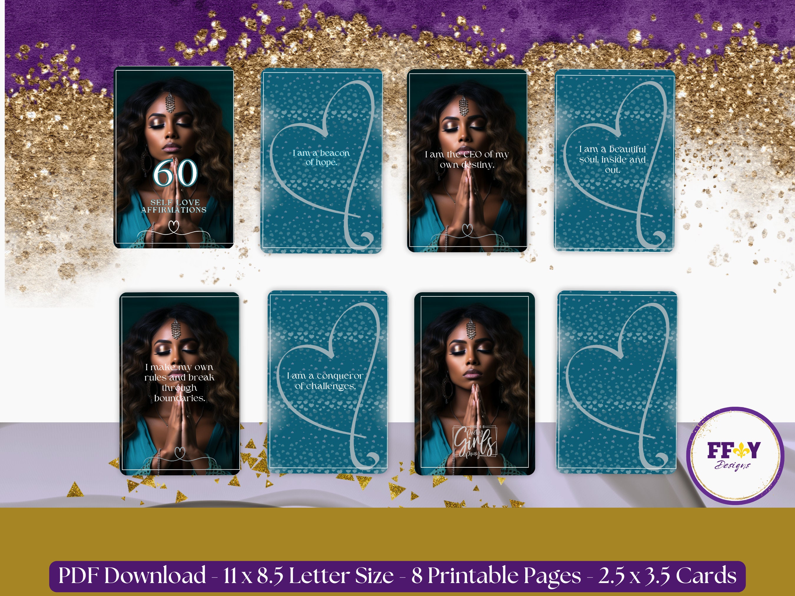 Pretty Girls Pray Collection 60 Empowering Affirmation Cards for Black ...