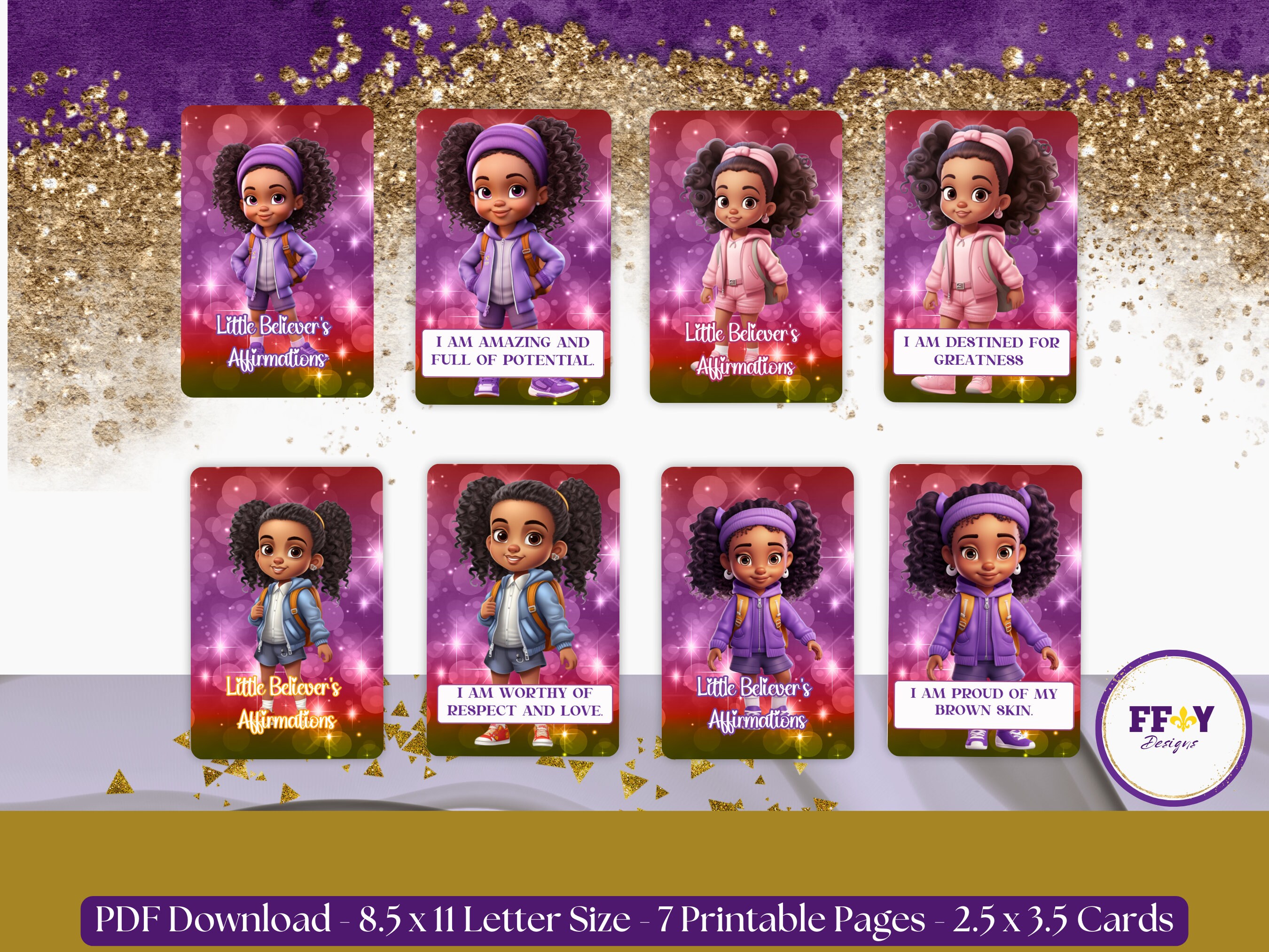 Affirmation Cards for Kids | Black Girl Affirmation Cards | Lunchbox ...