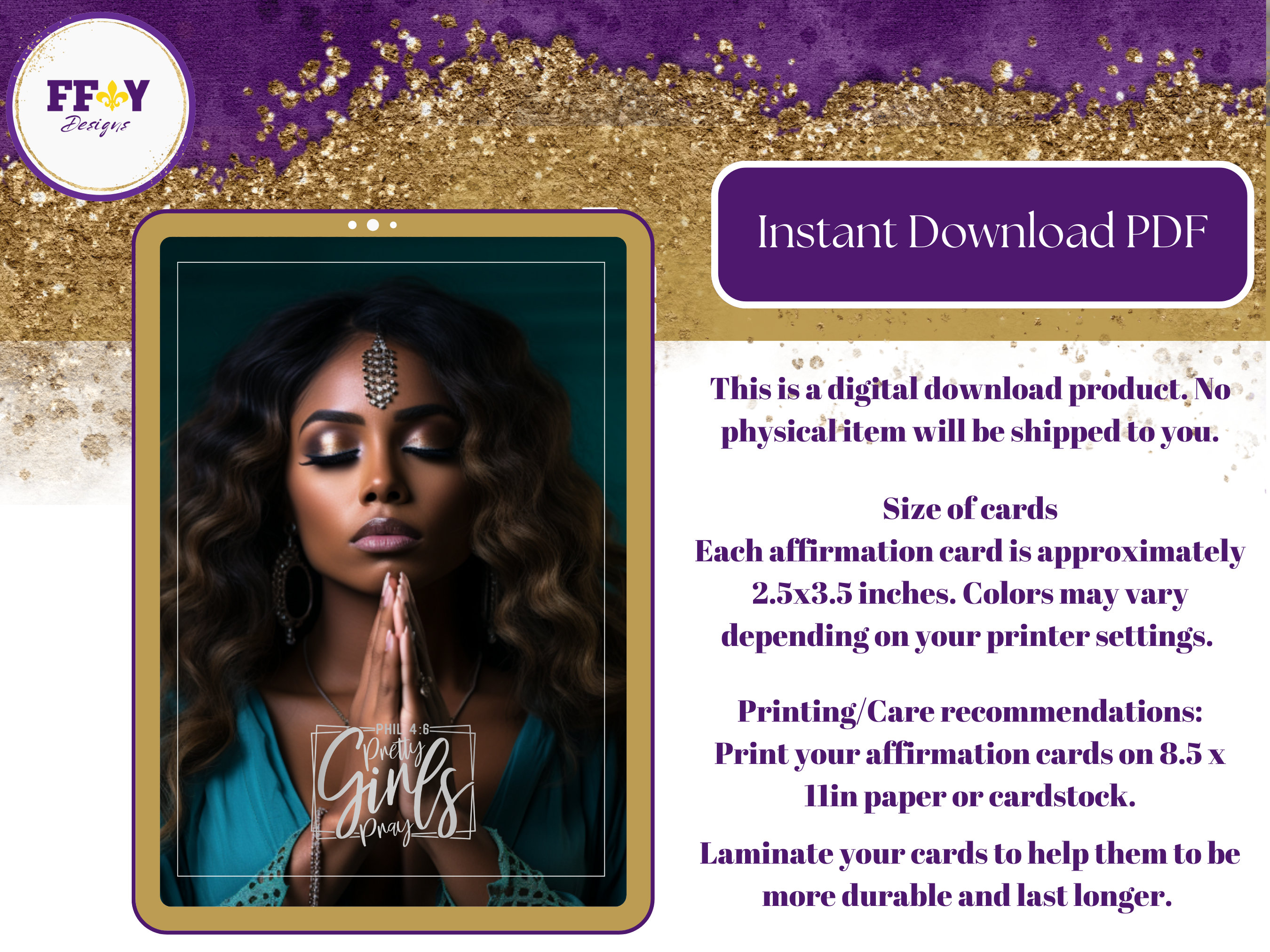 Pretty Girls Pray Collection 60 Empowering Affirmation Cards for Black ...