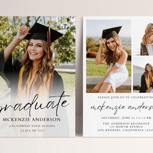 Minimalist Graduation Announcement Card CANVA Template | Instant ...