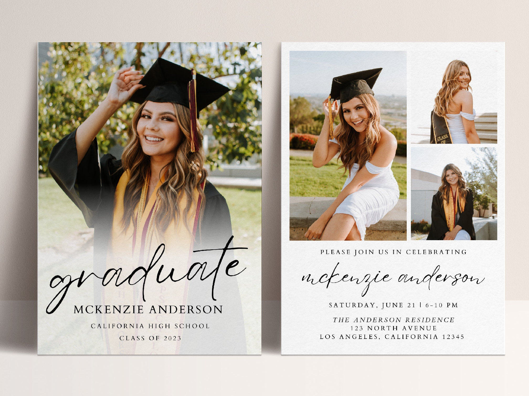 Minimalist Graduation Announcement Card CANVA Template Instant Download ...