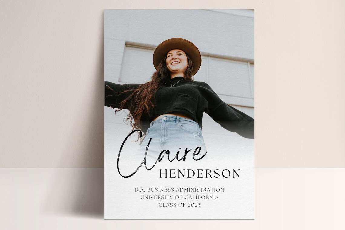 Minimal Graduation Announcement Card CANVA Template | Instant Download ...