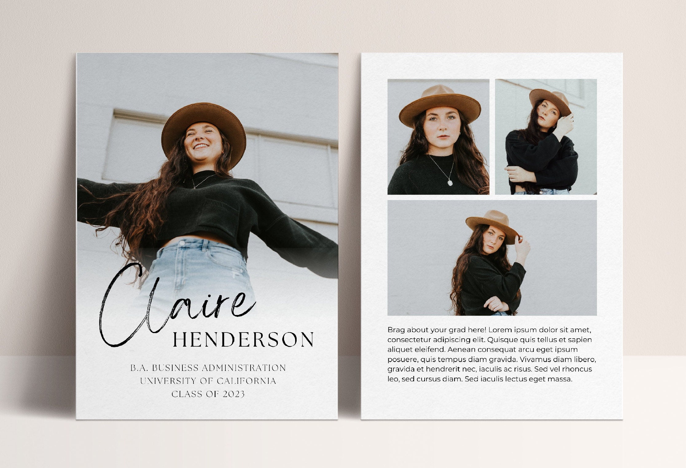 Minimal Graduation Announcement Card CANVA Template | Instant Download ...