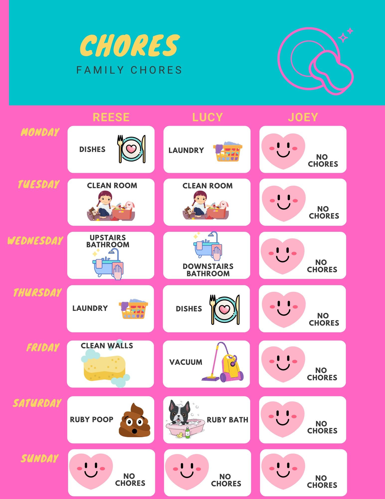 Chore Charts and Routines Check Lists - Etsy