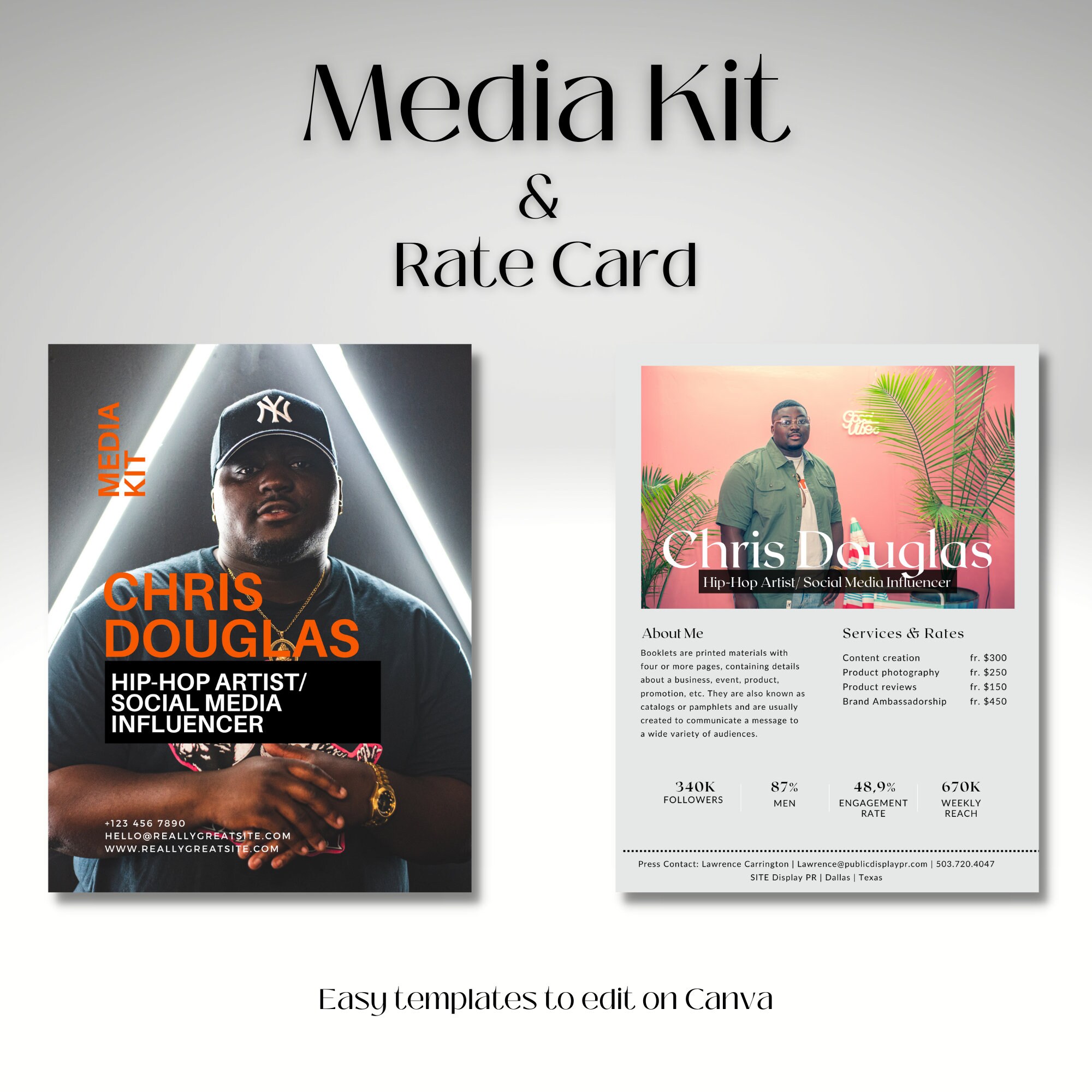 Influencer Media Kit | Media Press Kit |artist Press Kit| Rate Sheet ...