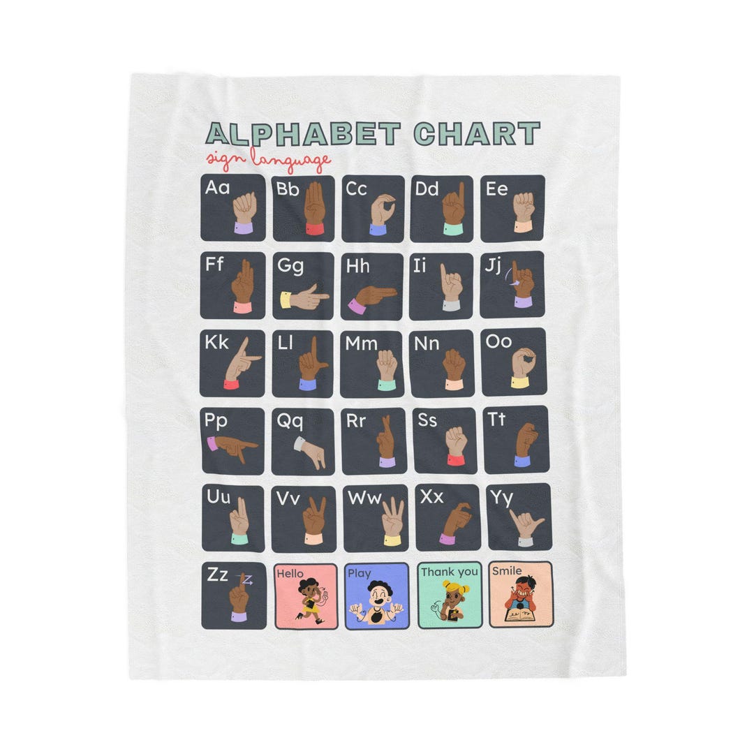 ASL Alphabet Plush Learning Blanket Cozy Teacher's Gift Sign Language ...