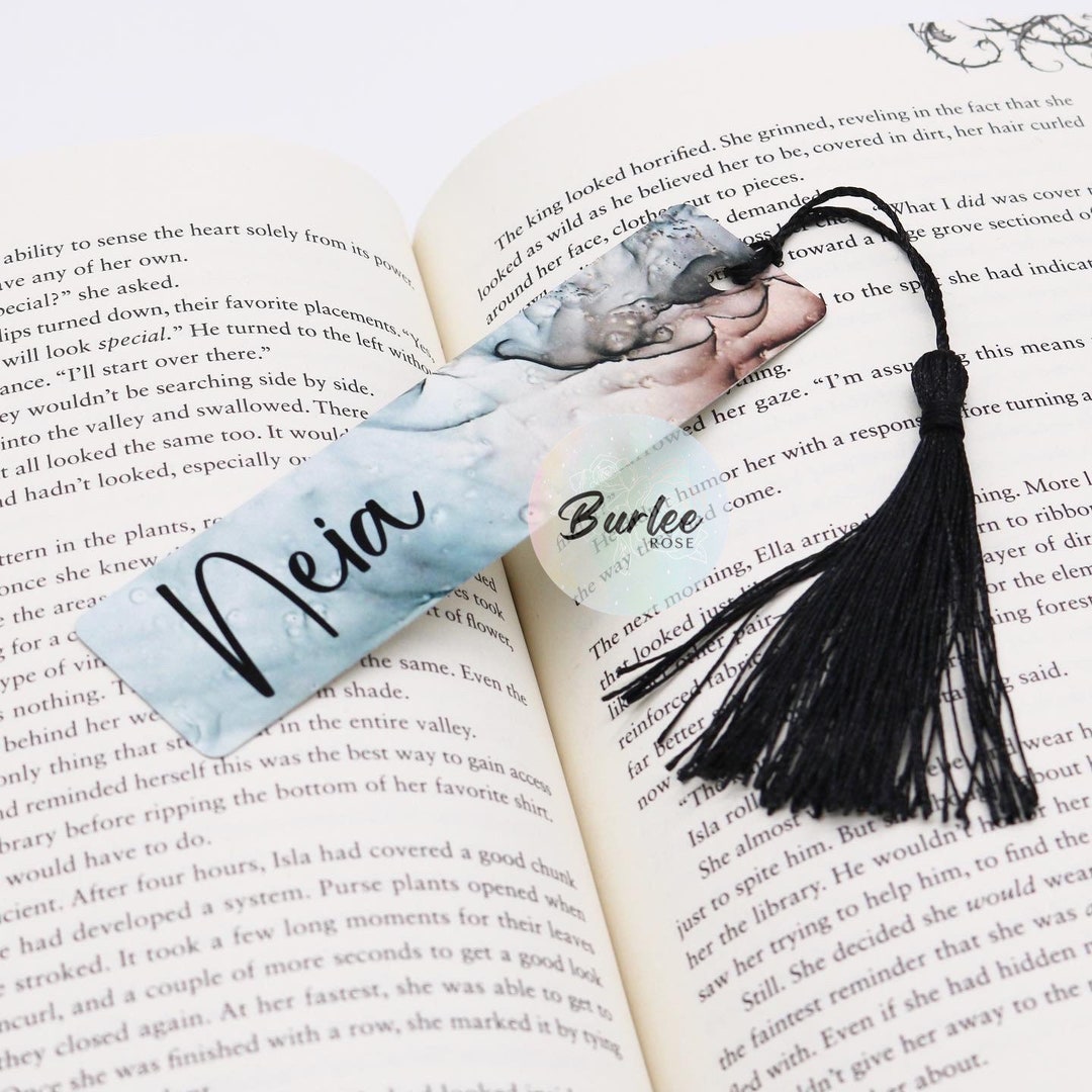 Marble Personalized Name Bookmark Metal With Tassel: Bookish Merch ...