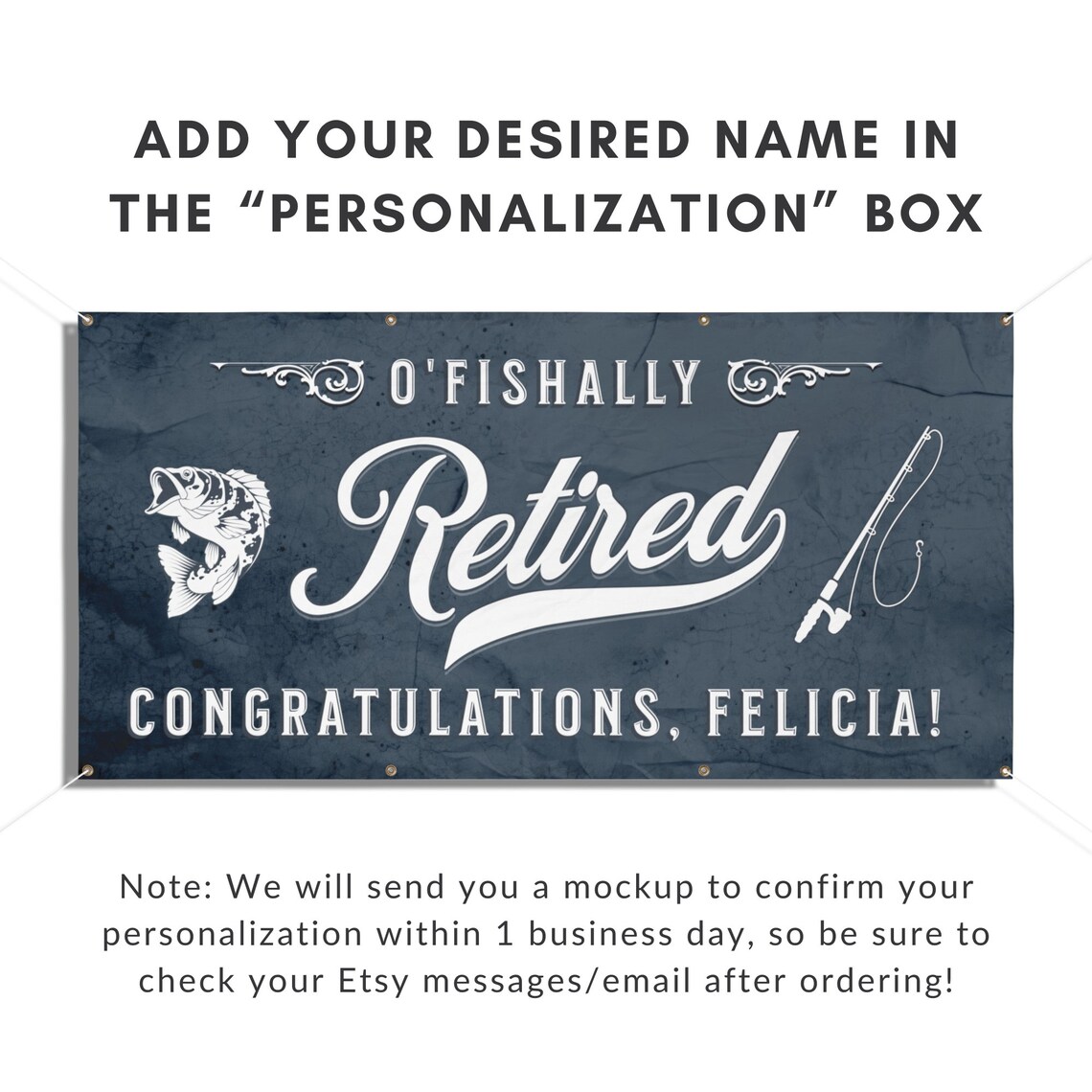 Retirement Party Backdrop, Fishing Retirement Banner, Celebration ...