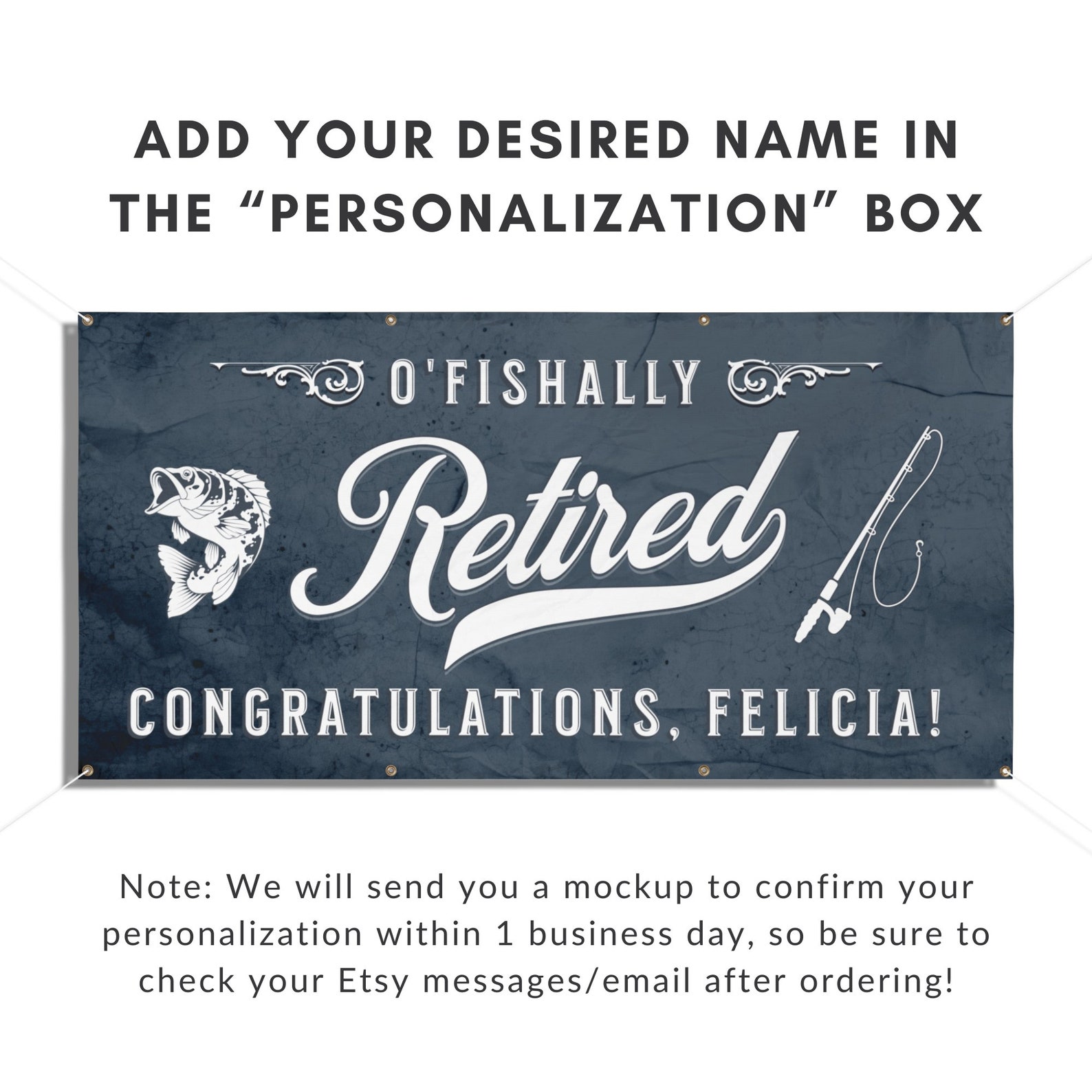 Retirement Party Backdrop, Fishing Retirement Banner, Celebration ...