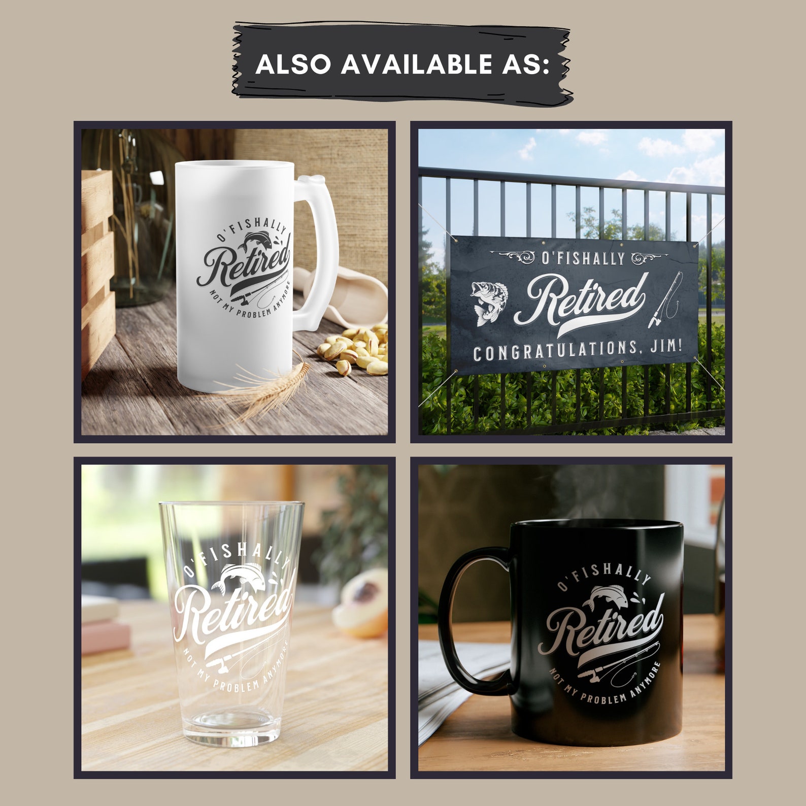 O'fishally Retired Rocks Glass, Funny Retirement Gifts for Men, Gift ...