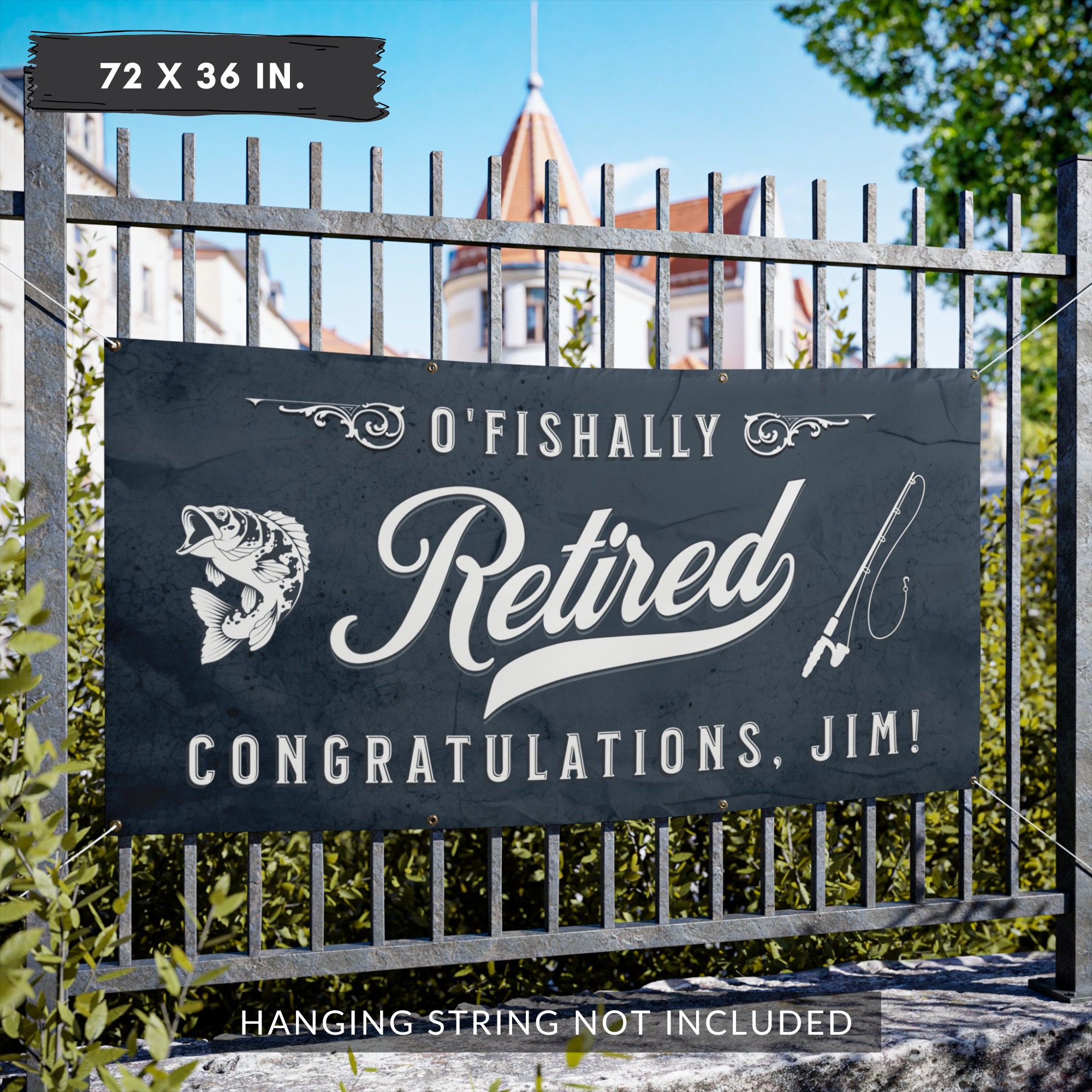 Retirement Party Backdrop, Fishing Retirement Banner, Celebration ...