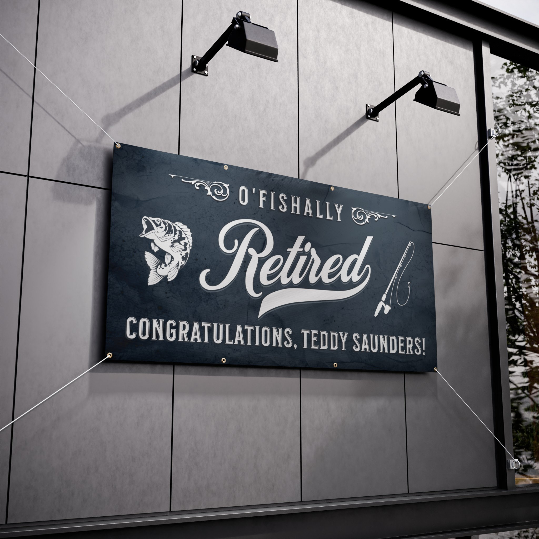 Retirement Party Backdrop, Fishing Retirement Banner, Celebration ...