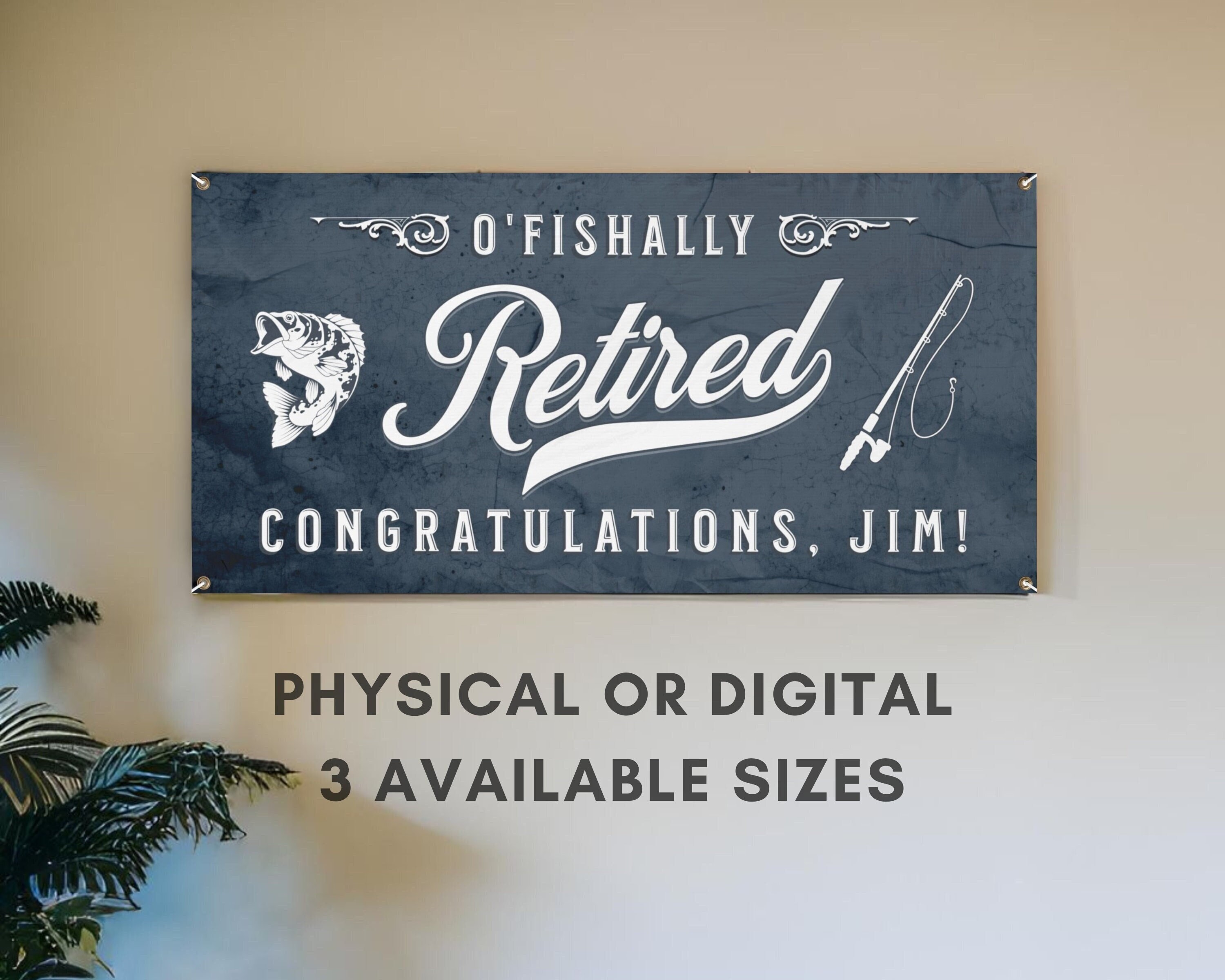 Retirement Party Backdrop, Fishing Retirement Banner, Celebration ...