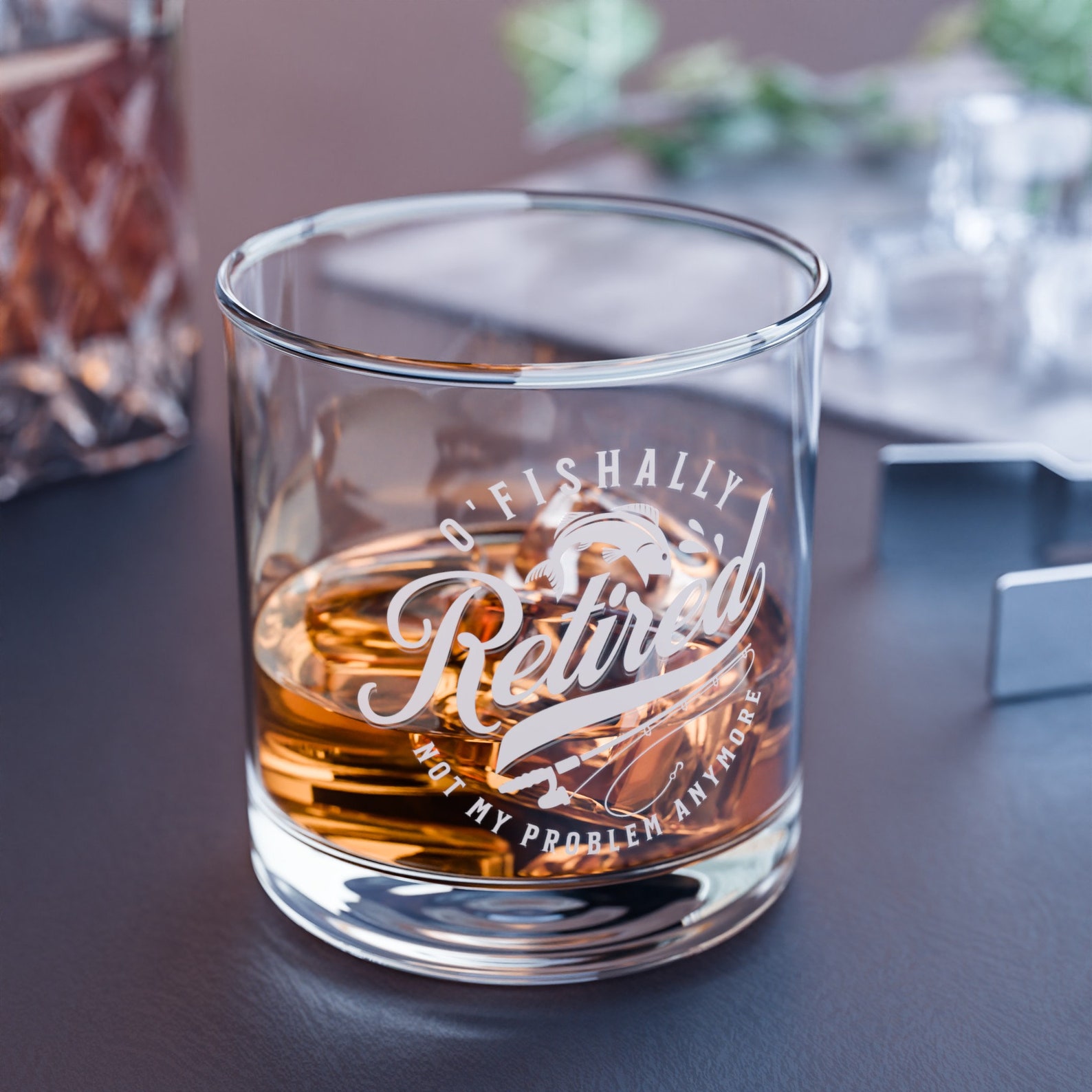 O'fishally Retired Rocks Glass, Funny Retirement Gifts for Men, Gift ...