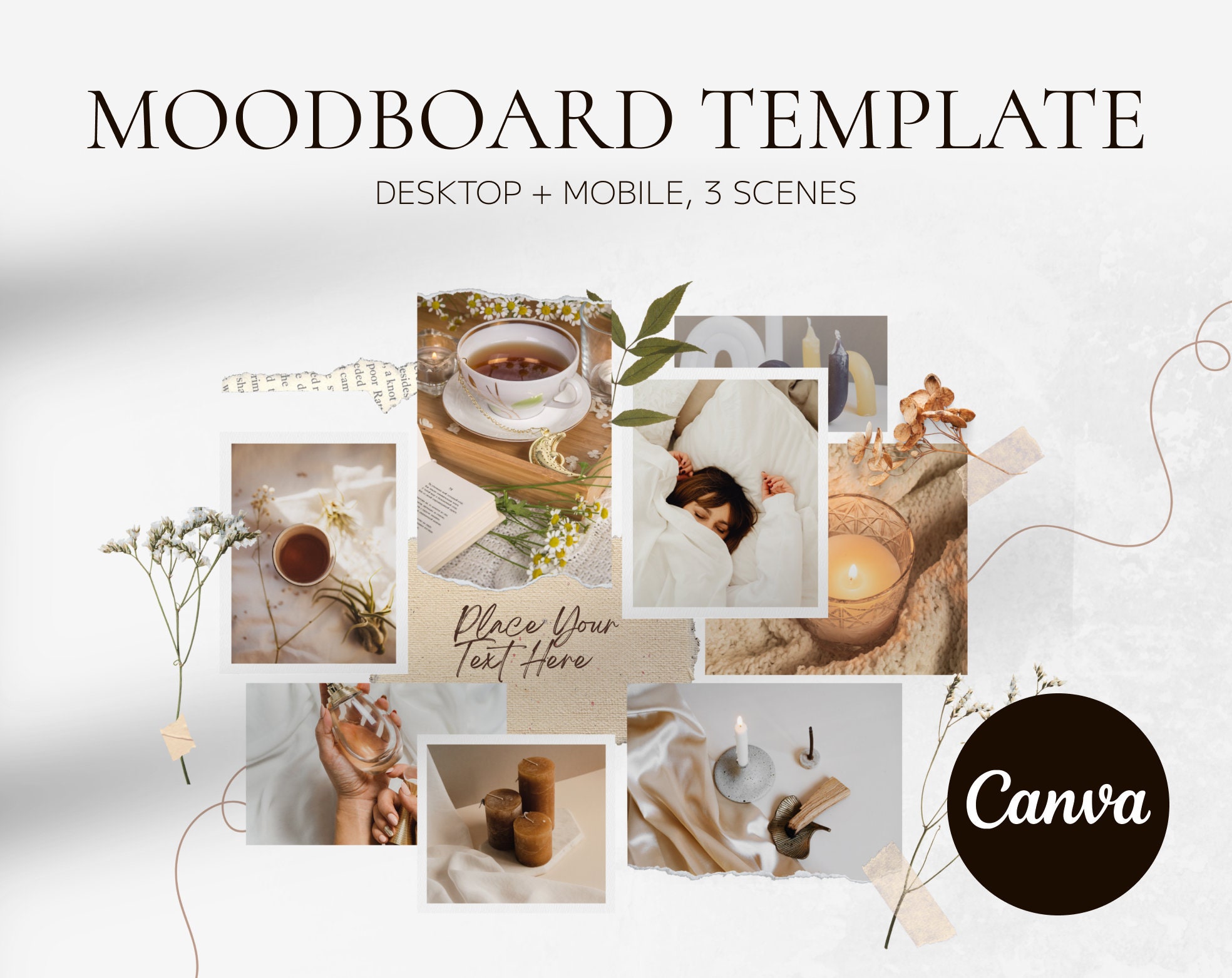 Editable Canva Mock up Design Mood Board Idea Visualization Vision Board Template Digital Vision ...