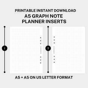 A5 GRAPH NOTE Printable Planner Inserts Printable for A5 Planner A5 ...