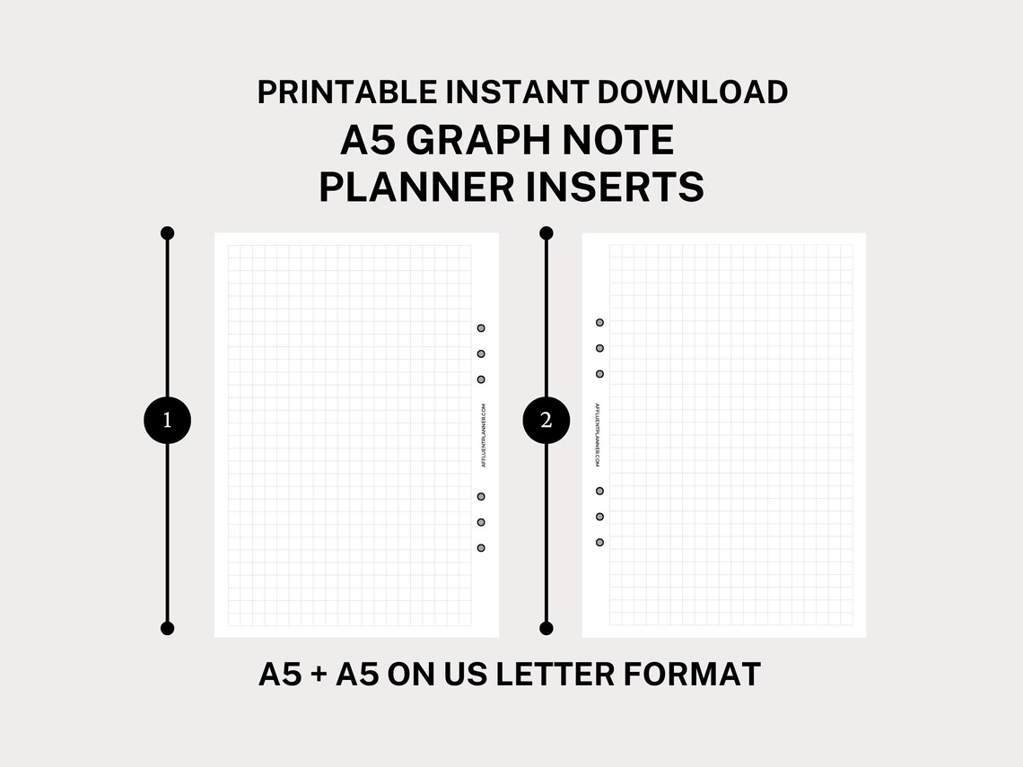 A5 GRAPH NOTE Printable Planner Inserts Printable for A5 Planner A5 ...