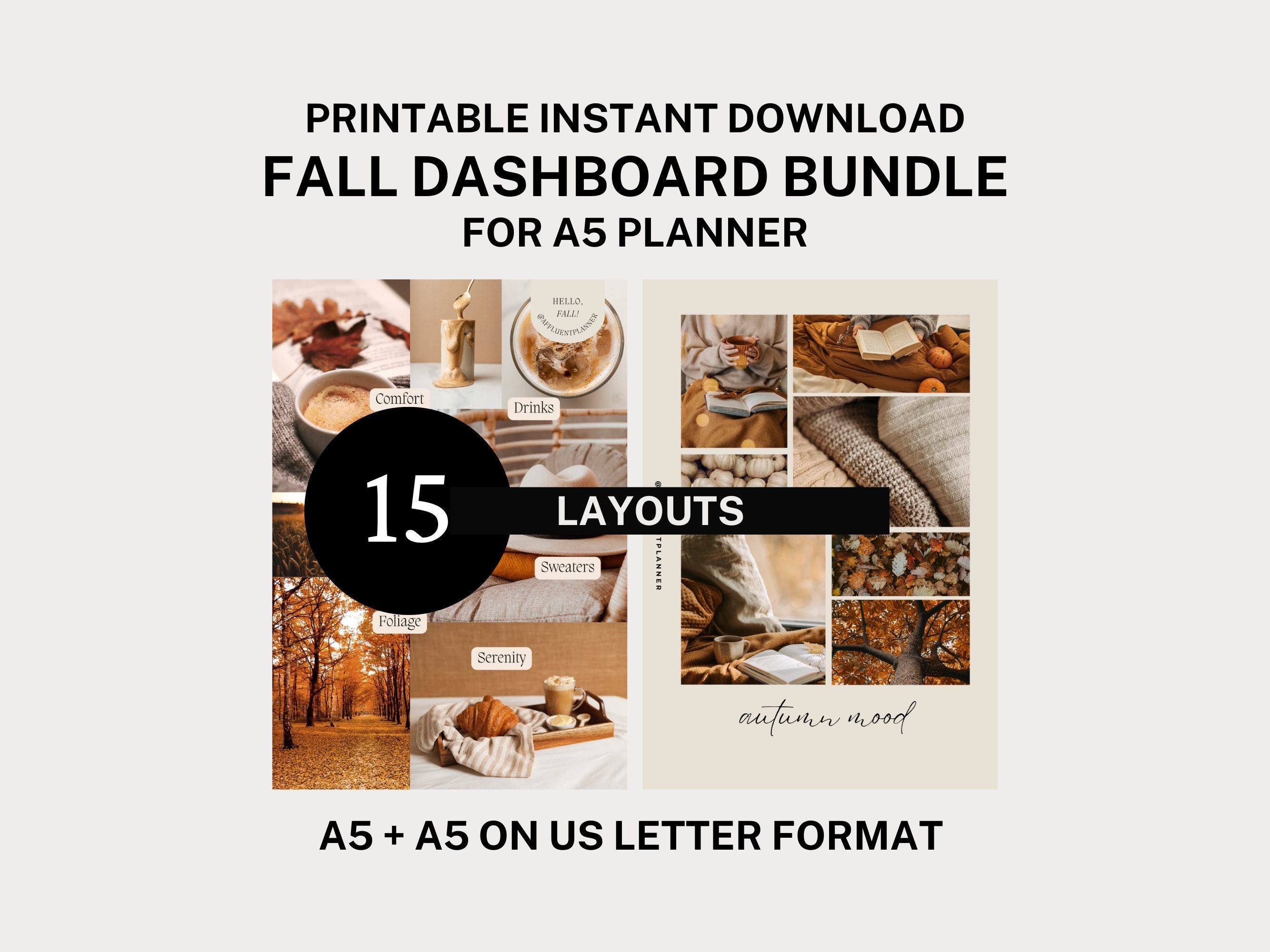 A5 Fall Aesthetic Planner Dashboard Bundle 15 Minimalist Digital ...