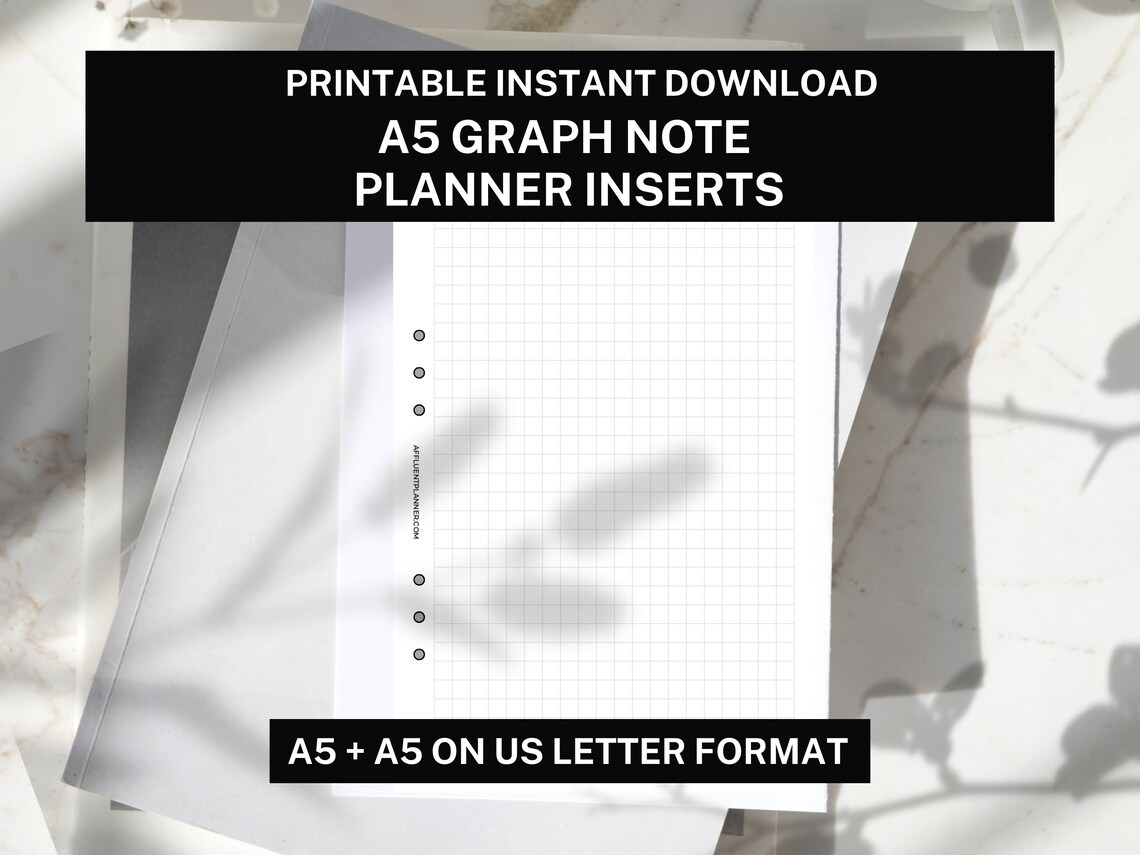 A5 GRAPH NOTE Printable Planner Inserts Printable for A5 Planner A5 ...