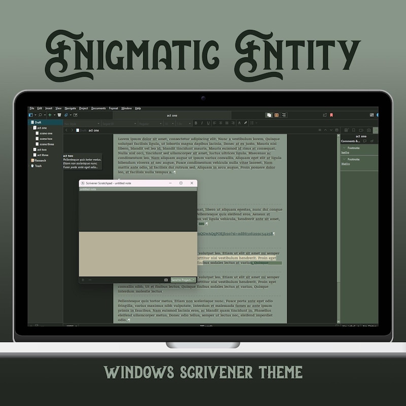 Scrivener Theme Green - Etsy