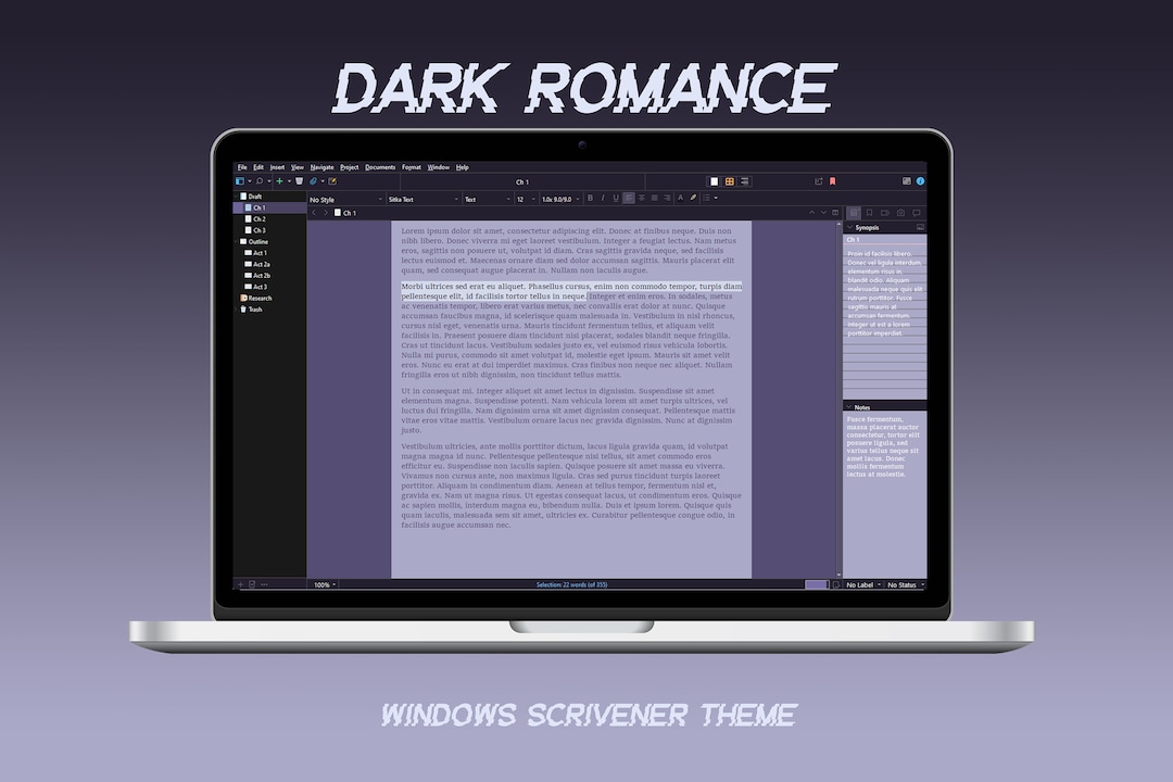 Windows Scrivener Theme | Dark Romance - Etsy