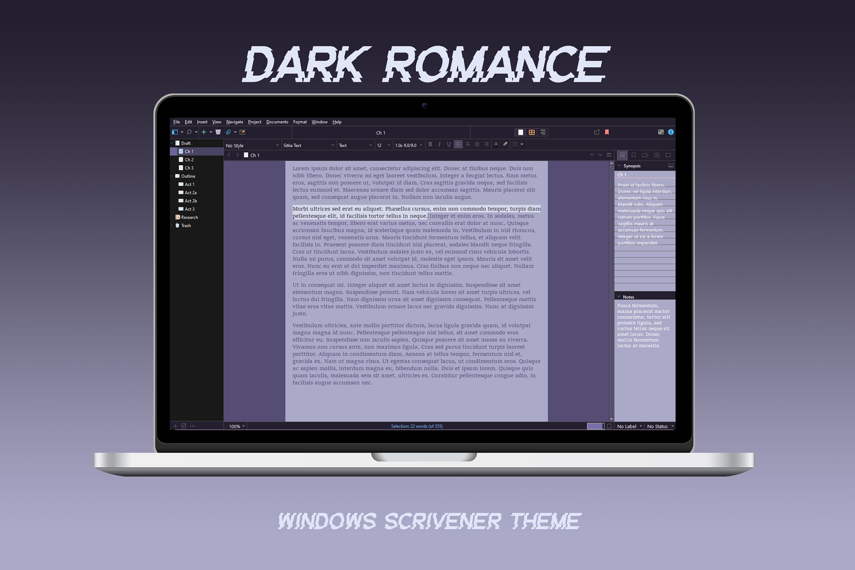 Windows Scrivener Theme | Dark Romance - Etsy