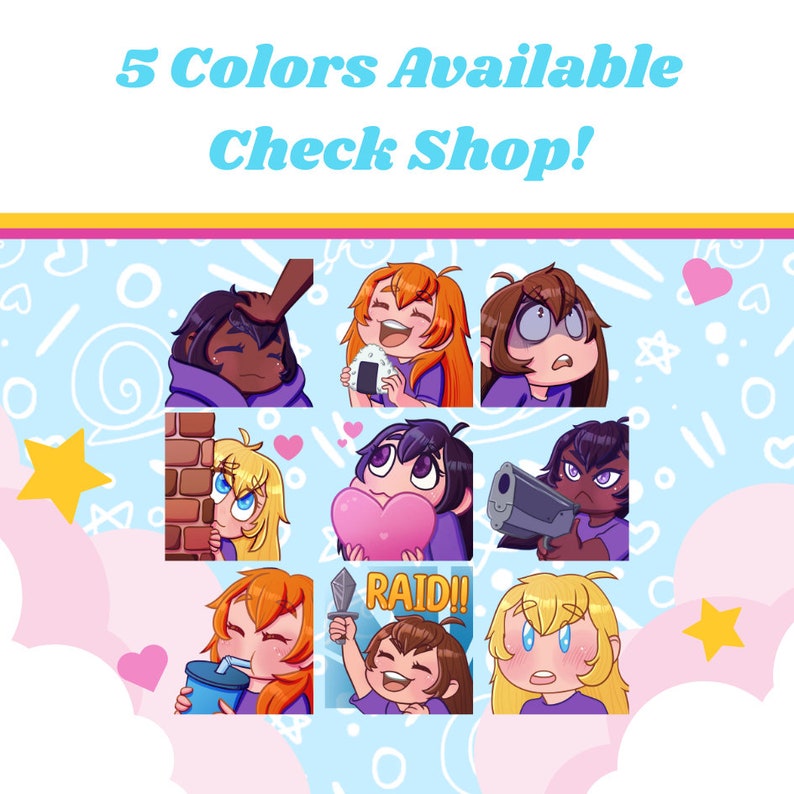 Blonde Anime Girl Emotes Kawaii Vtuber Emotes for Twitch and - Etsy