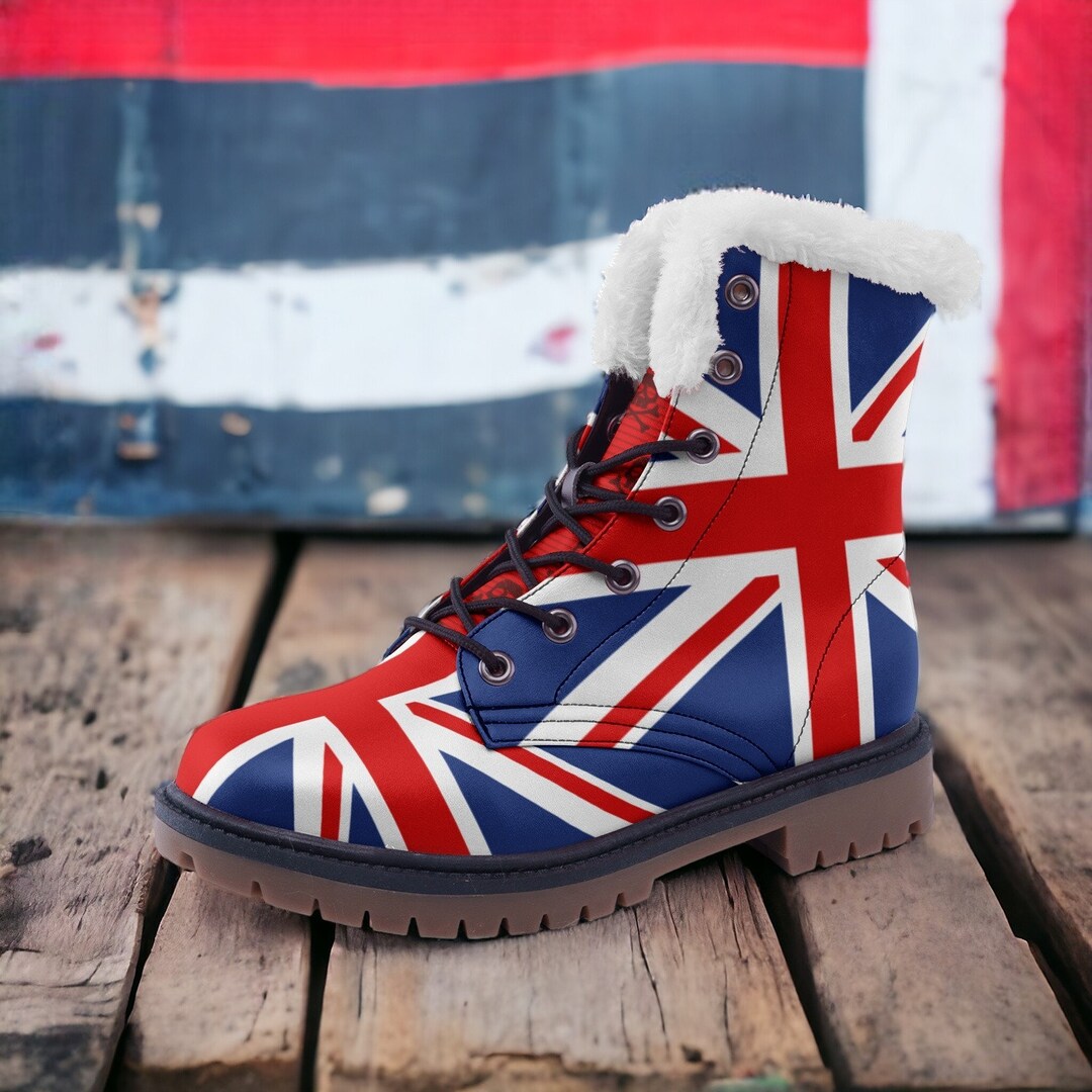 Union Jack - Winter Combat Boots / Unisex Comfortable Microfiber ...
