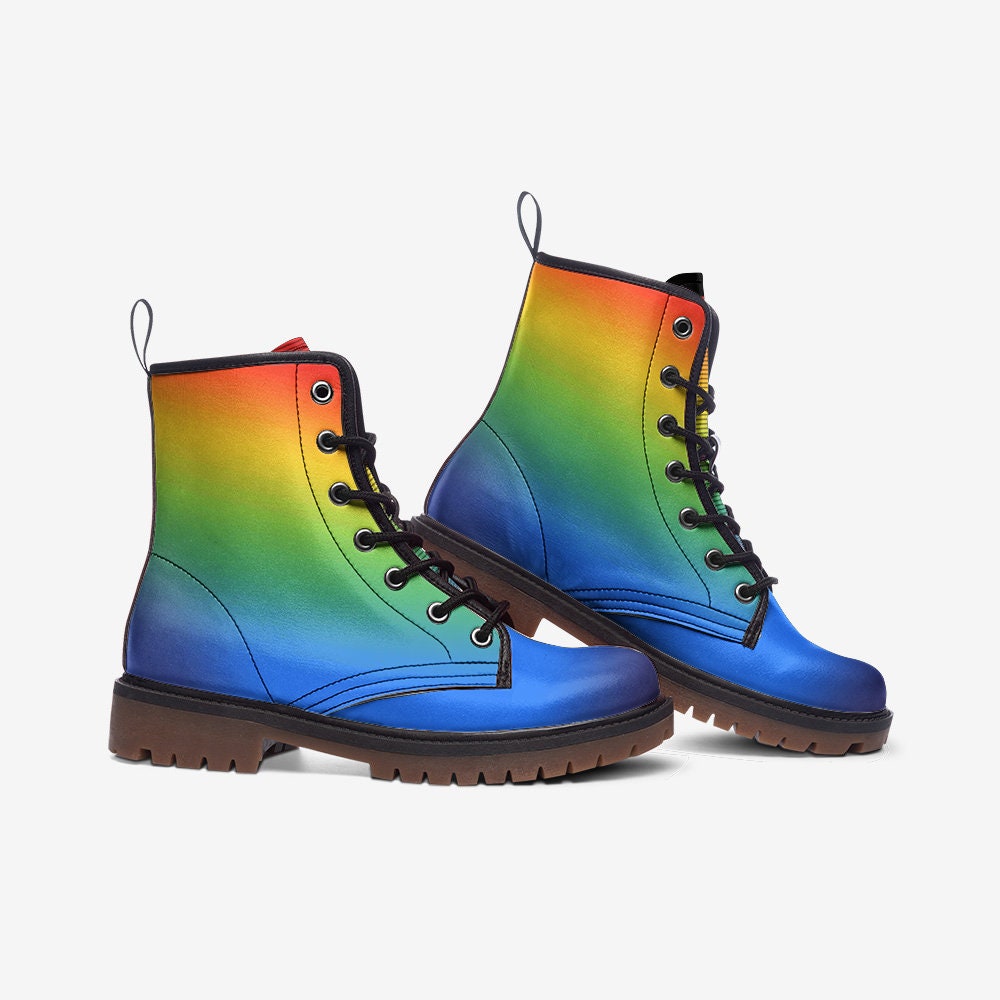 Color Gradient / Punk, Combat Boots in Unisex Casual Lightweight Vegan ...