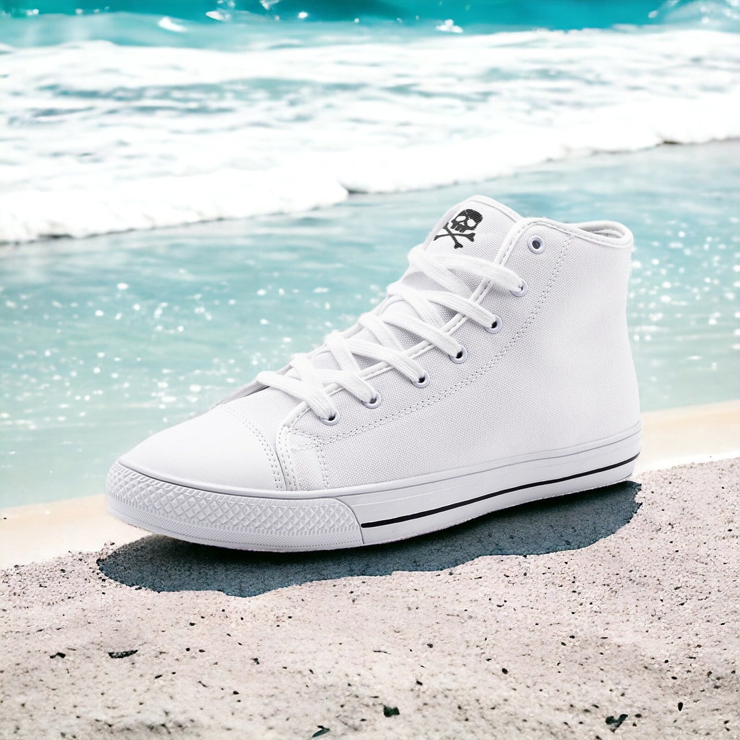 White / Unisex High Top Canvas Shoes, Goth, Emo, Goblincore, Woodland ...