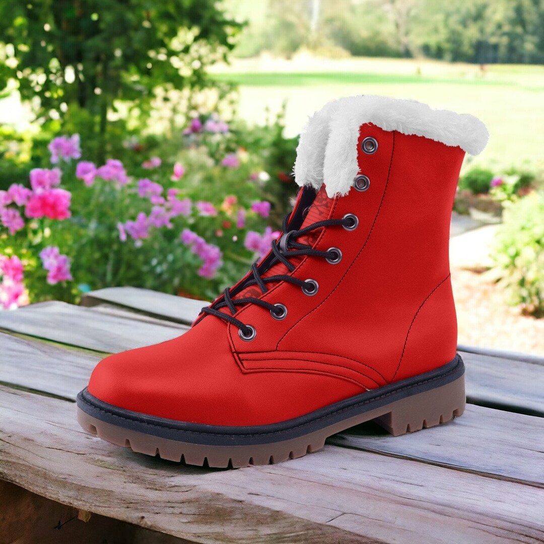 Classic Red - Winter Combat Boots / Unisex Comfortable Microfiber ...