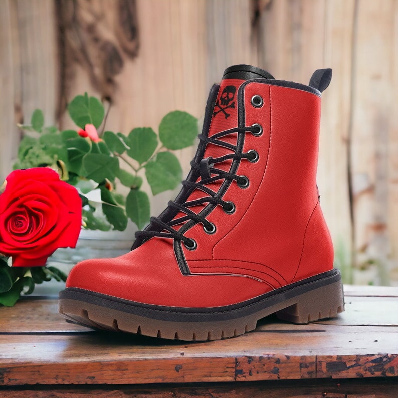 Classic Red / Gothic, Punk, Combat Boots in Unisex Casual Lightweight ...