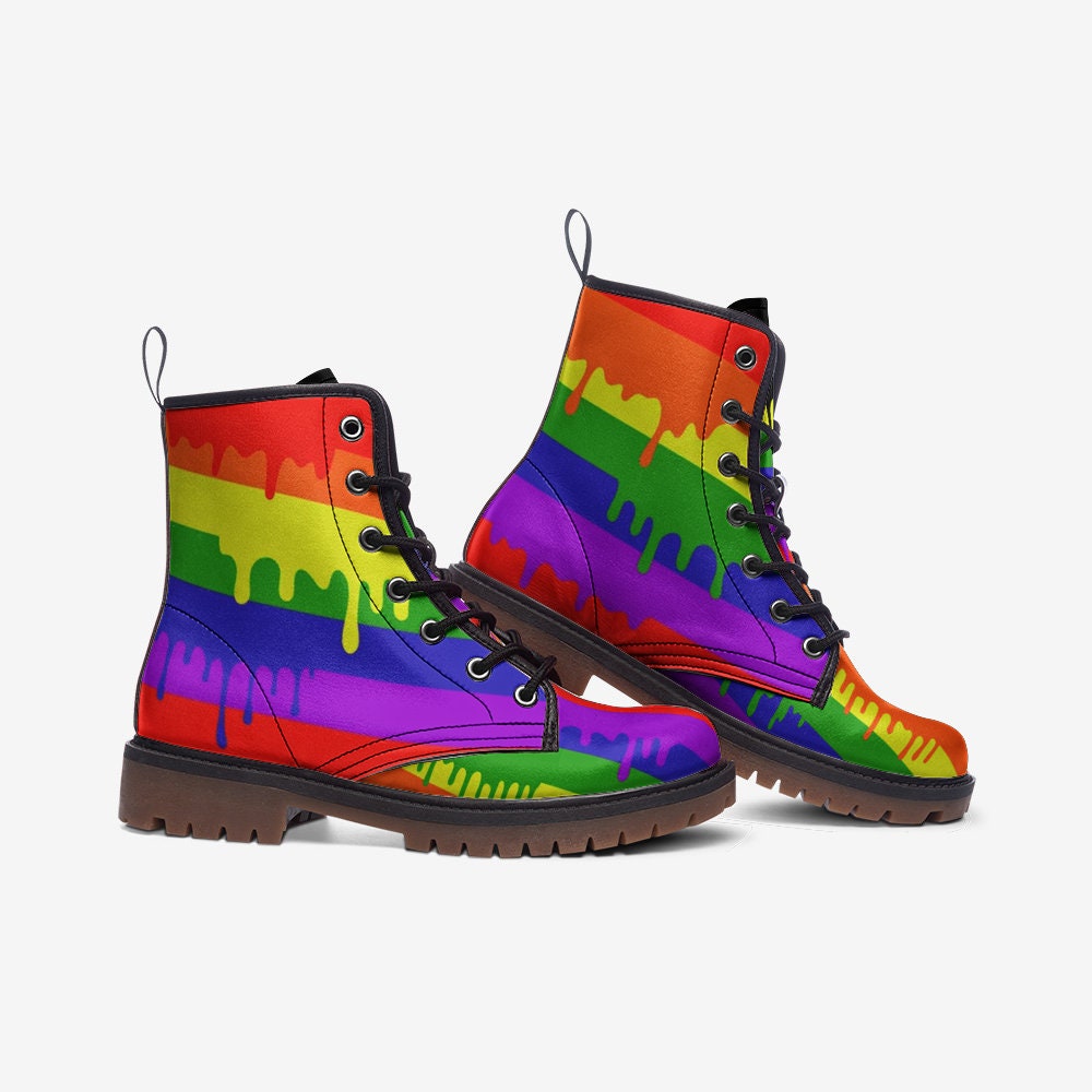Dripping Rainbow Stripe / Gothic, Punk, Combat Boots in Unisex Casual ...