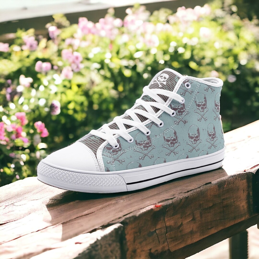 Crossbones Skull / Unisex High Top Canvas Shoes, Goth, Emo, Goblincore ...