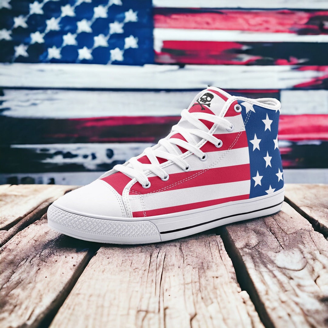 Stars and Stripes / Unisex High Top Canvas Shoes, Goth, Emo, Goblincore ...