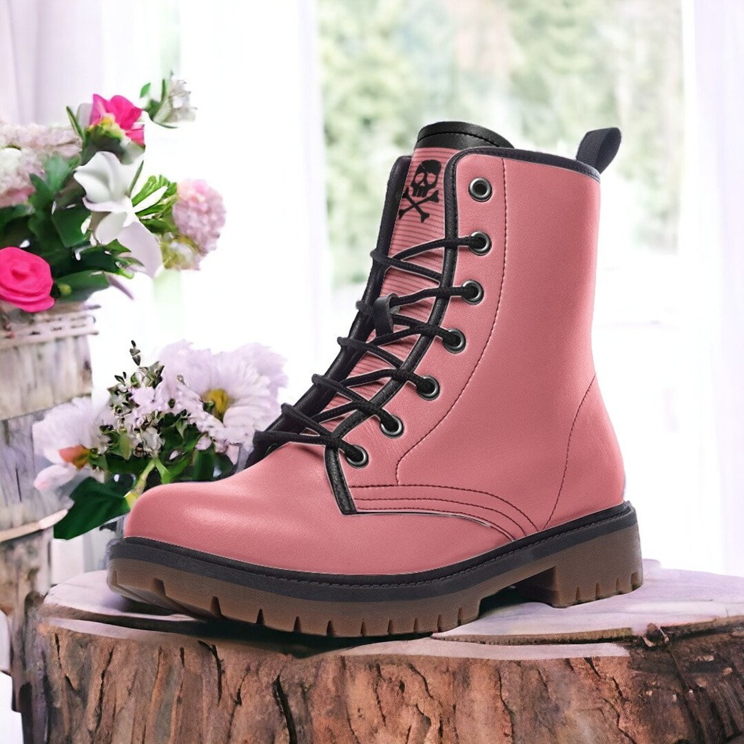 Classic Pink / Gothic, Punk, Combat Boots in Unisex Casual Lightweight ...
