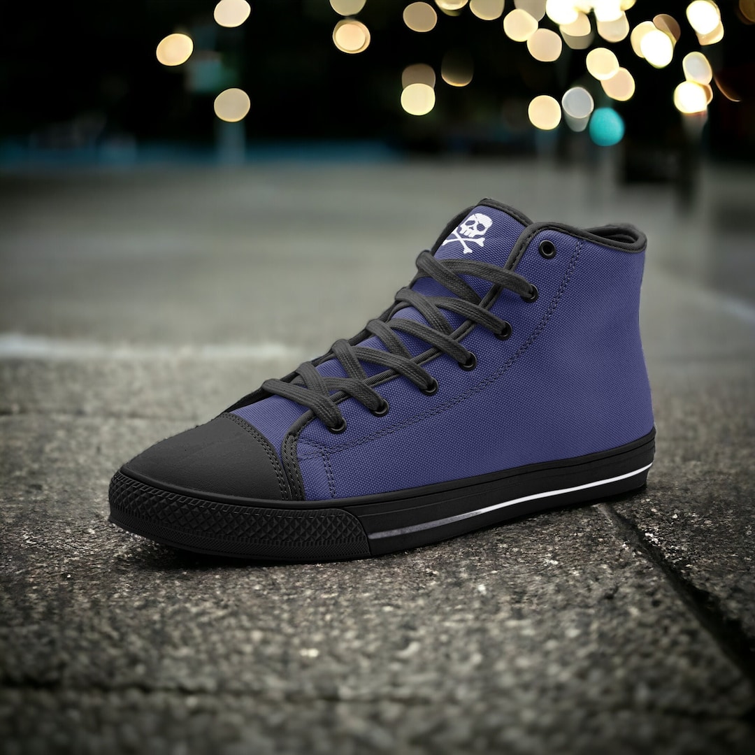 Dark Blue / Unisex High Top Canvas Shoes, Goth, Emo, Goblincore ...