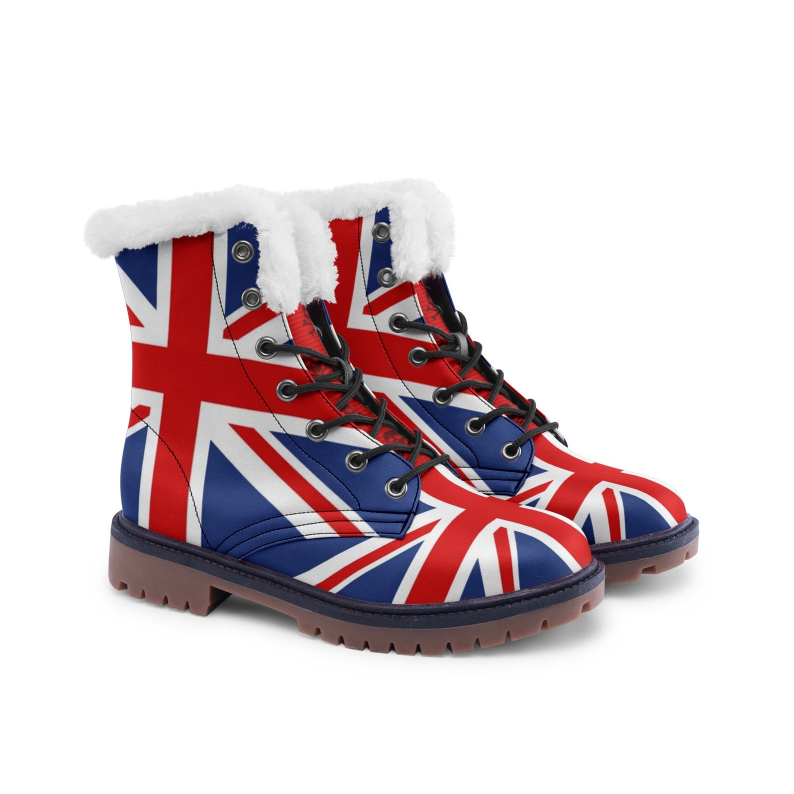 Union Jack - Winter Combat Boots / Unisex Comfortable Microfiber ...