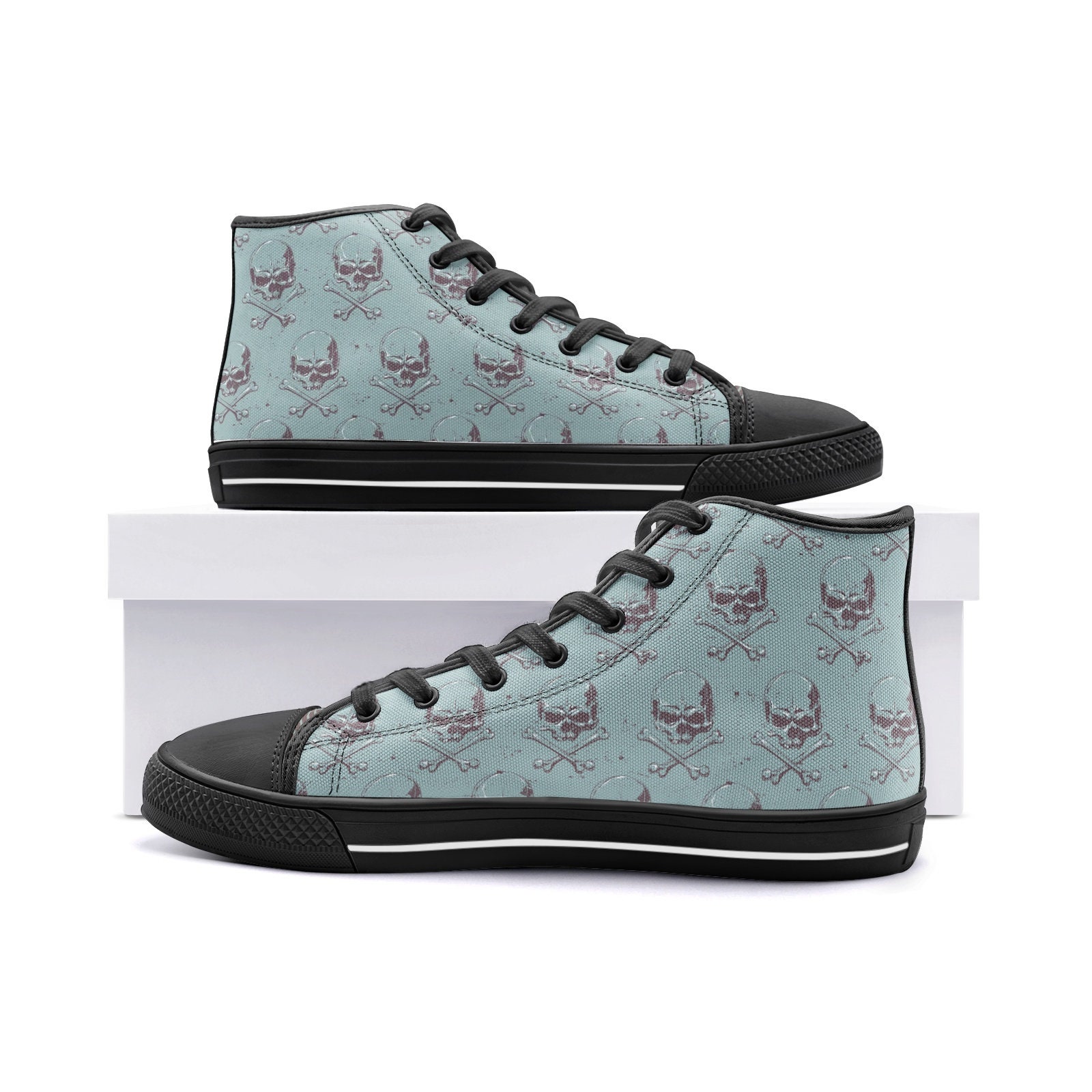 Crossbones Skull / Unisex High Top Canvas Shoes, Goth, Emo, Goblincore ...