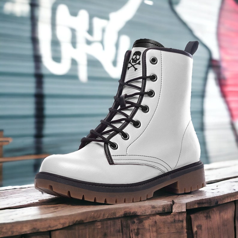 Classic White / Gothic, Punk, Combat Boots in Unisex Casual Lightweight ...