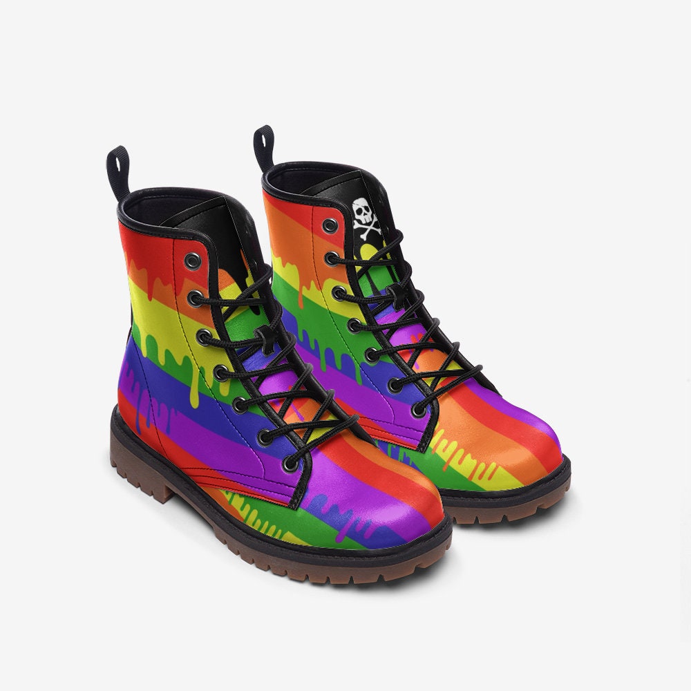 Dripping Rainbow Stripe / Gothic, Punk, Combat Boots in Unisex Casual ...