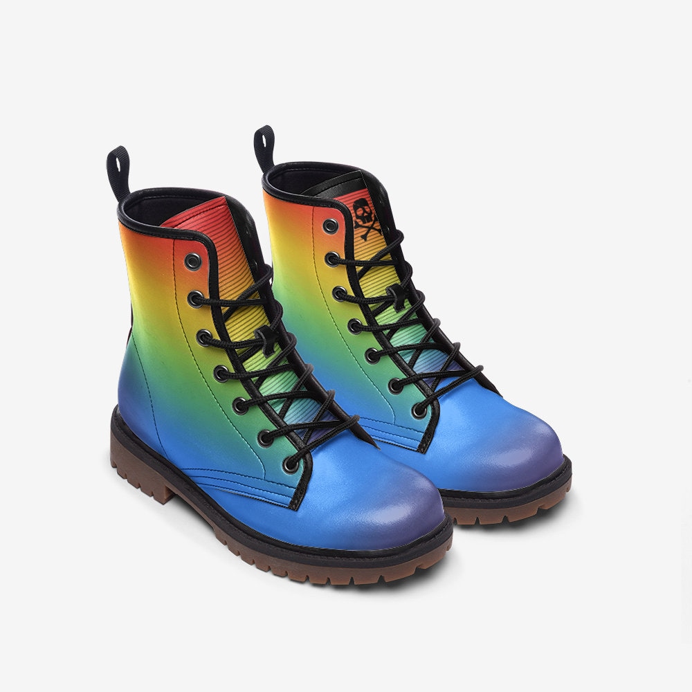 Color Gradient / Punk, Combat Boots in Unisex Casual Lightweight Vegan ...