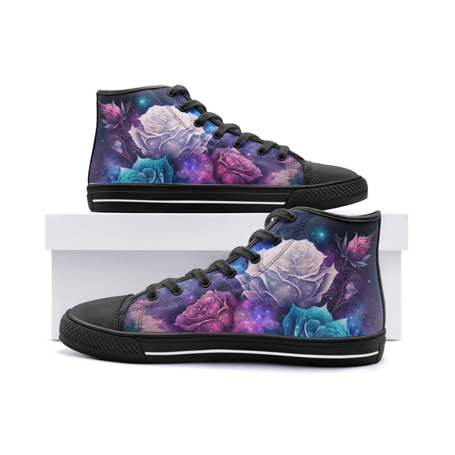 Rose Galaxy / Unisex High Top Canvas Shoes, Goth, Emo, Goblincore ...