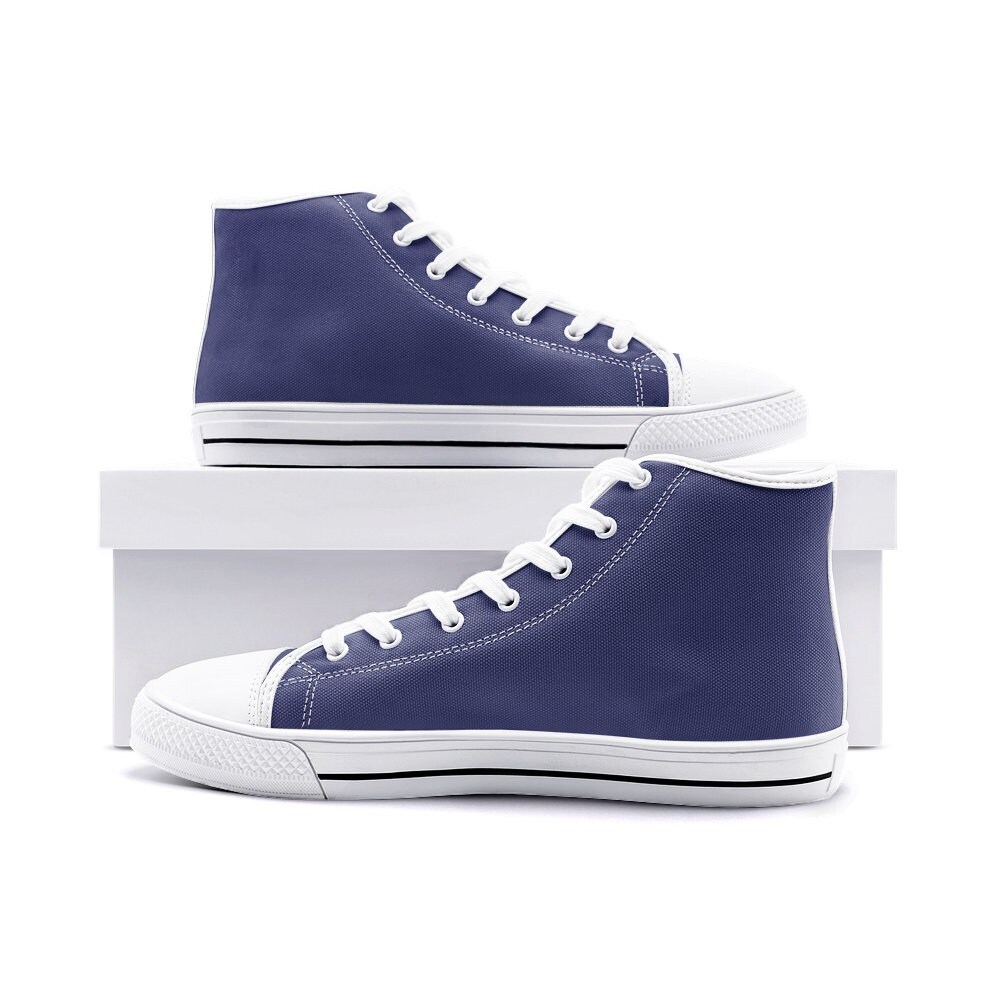 Dark Blue / Unisex High Top Canvas Shoes, Goth, Emo, Goblincore ...